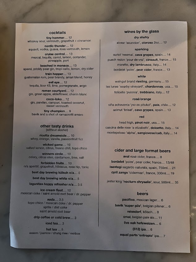 Tiny Champions Menu – Handmade Pizza, Pasta & Cocktails in Houston, Texas
